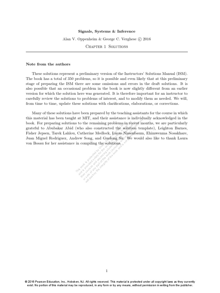 Solution Manual For Signals Systems and Inference by Oppenheim | PDF ...