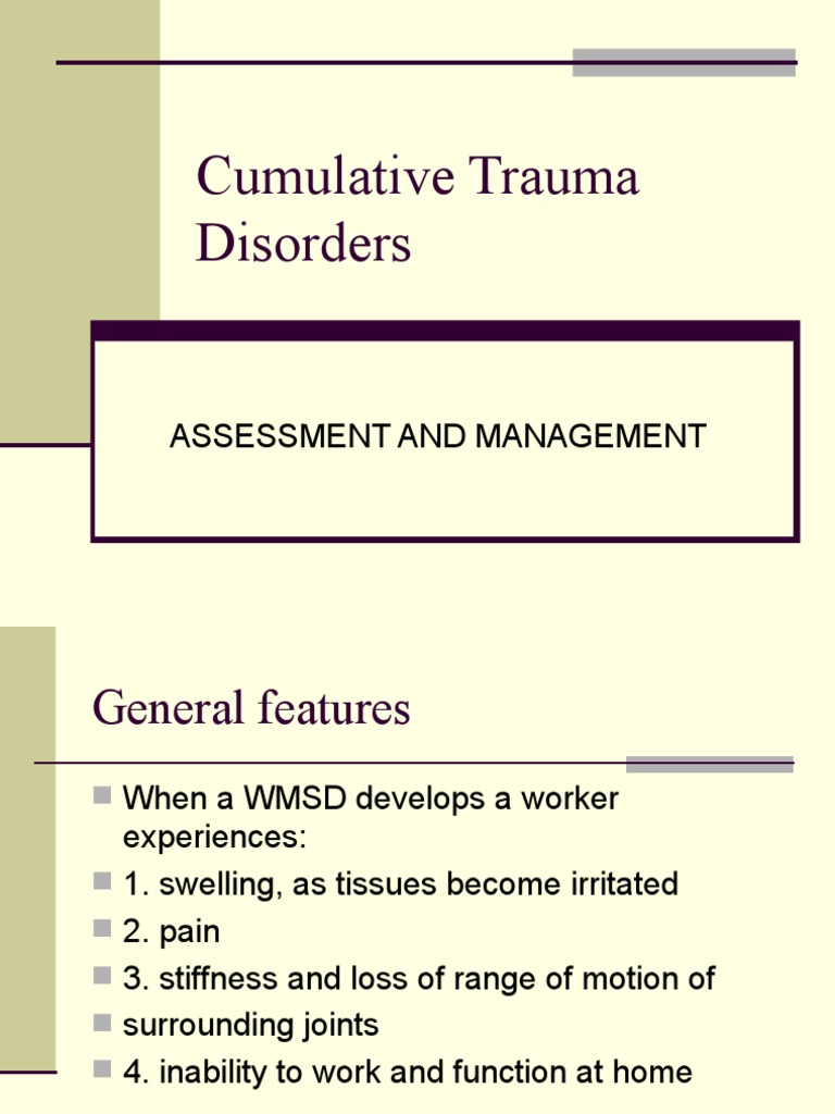 Cumulative Trauma Disorders: Assessment and Management | PDF | Finger ...