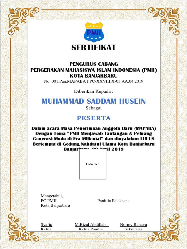 Sertifikat Mapaba | PDF