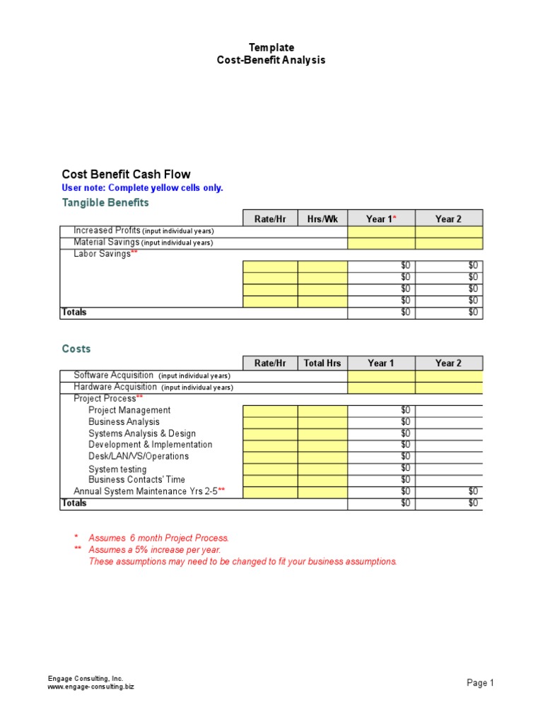 Cost-Benefit Analysis Template | PDF | Net Present Value | Internal ...