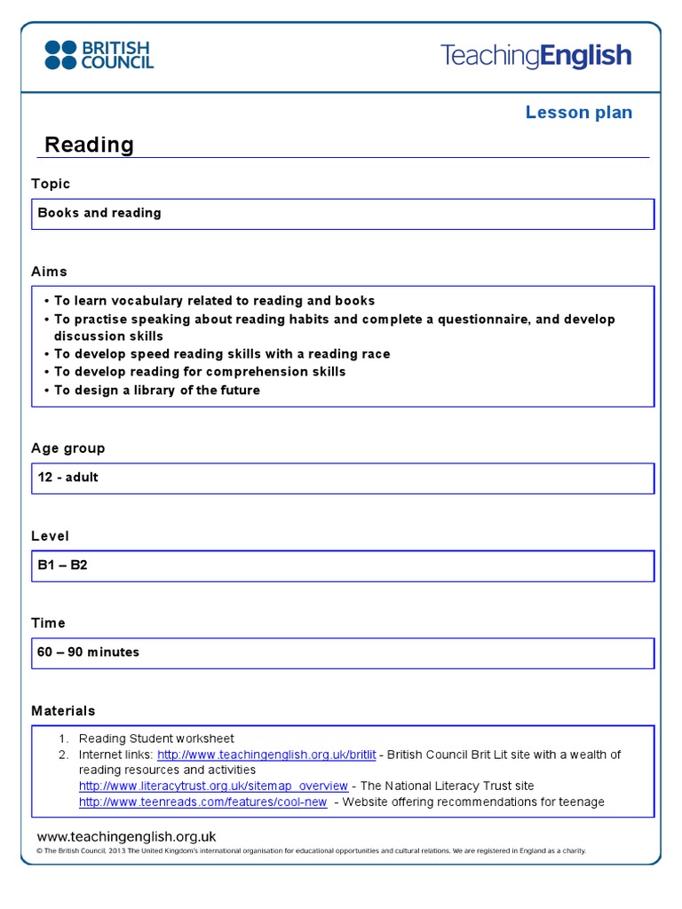 Reading Lesson Plan | PDF | Lesson Plan | Books