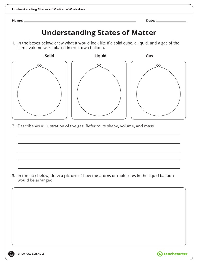 Teachstarter Understandingstatesofmatterworksheet 1318430 | PDF | Gases ...