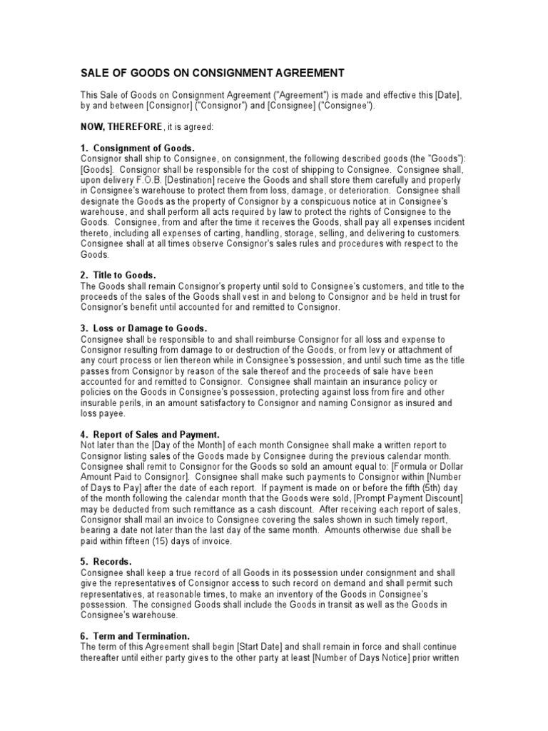 Consignment Sales Agreement | PDF | Taxes | Payments