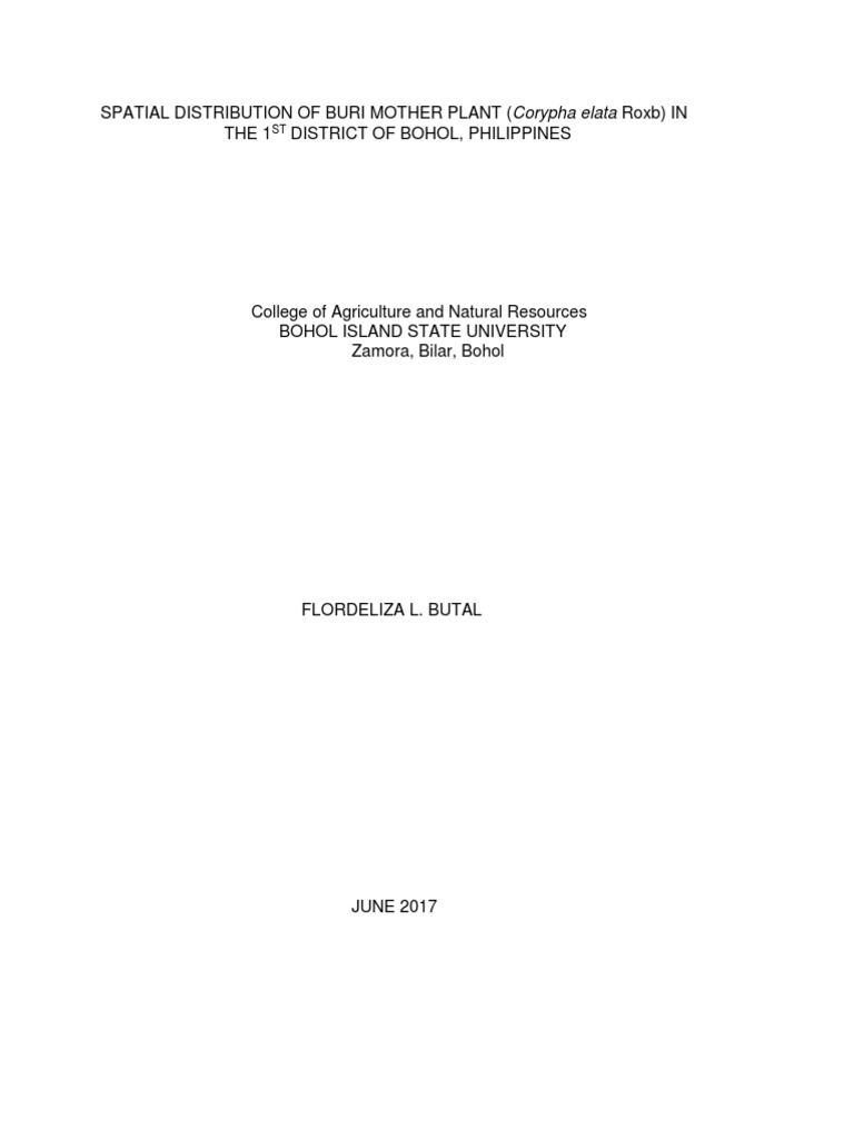 Spatial Distribution of Buri Mother Plant (Corypha Elata Roxb) in The 1 ...