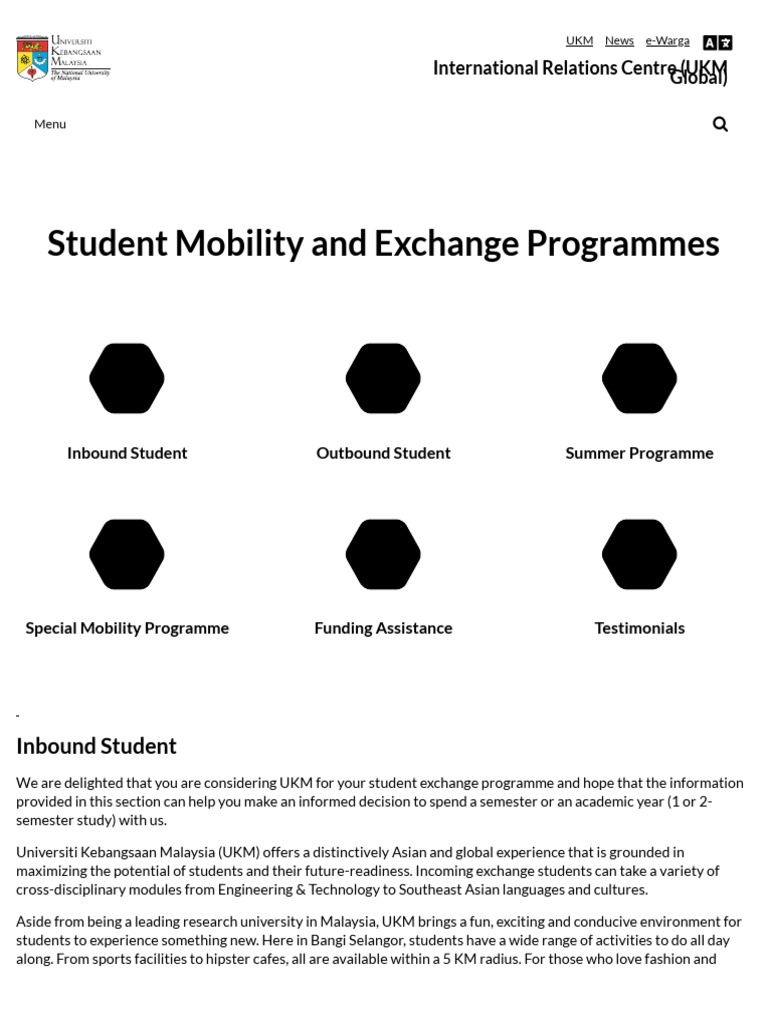 UKM Student Mobility and Exchange Programmes | PDF | Academia | Learning