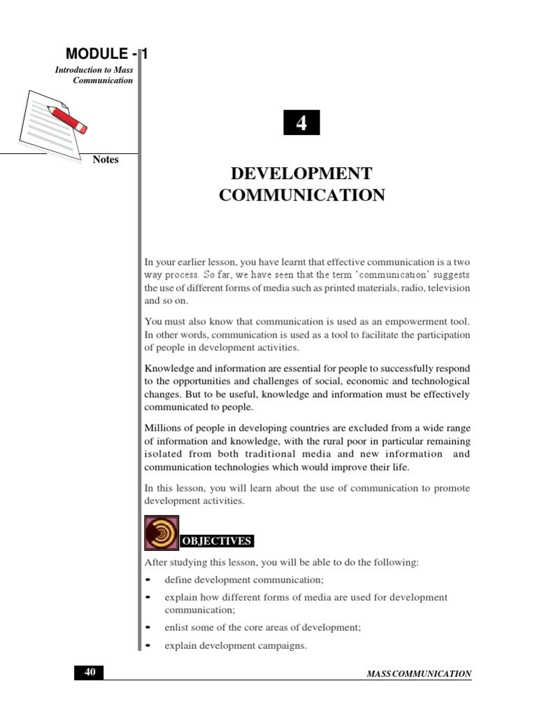 Development Communication: Module - 1 | PDF | Mass Media | Non ...