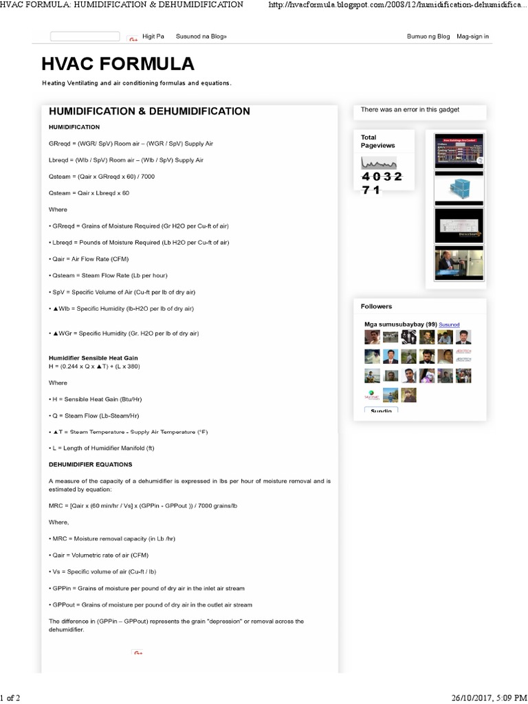 Hvac Formula: Heating Ventilating and Air Conditioning Formulas and ...