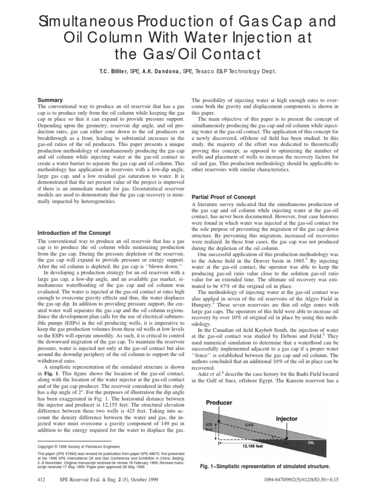 Simultaneous Production of Gas Cap and Oil Column With Water Injection ...
