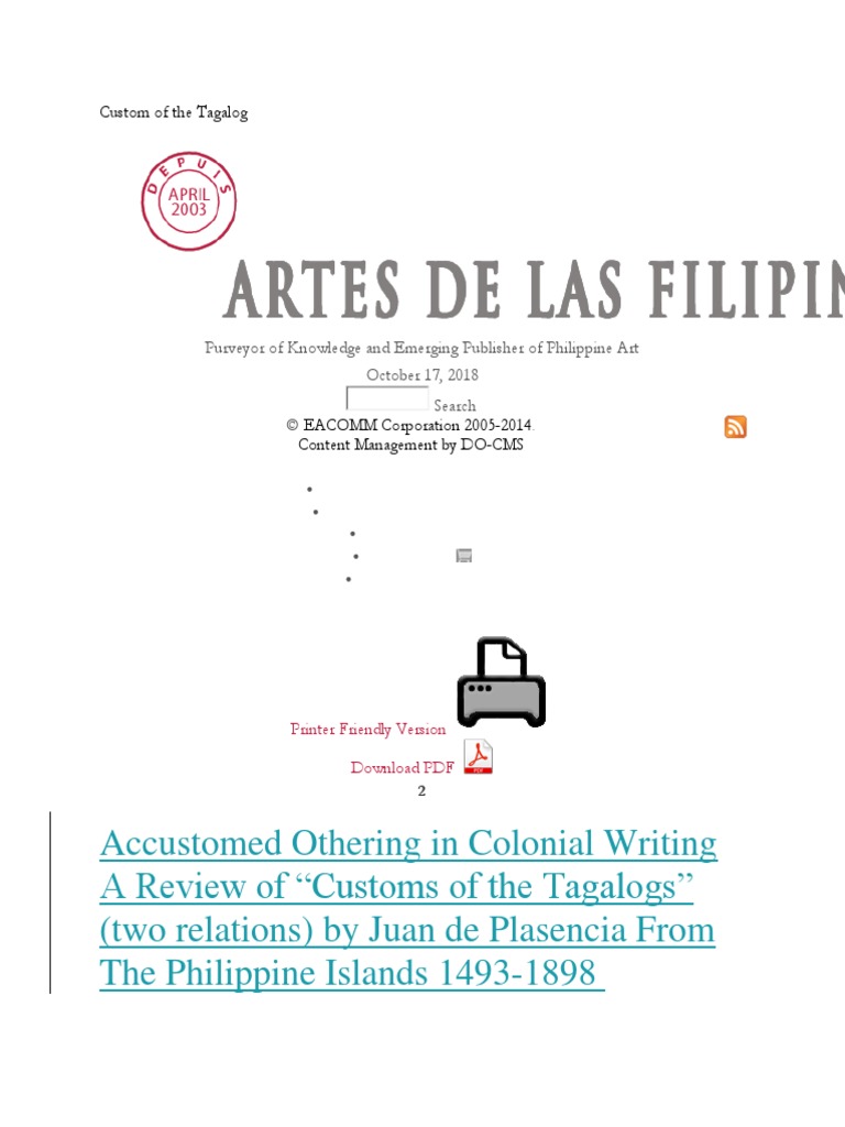 Custom of The Tagalog Word | PDF | Witchcraft | Colonialism