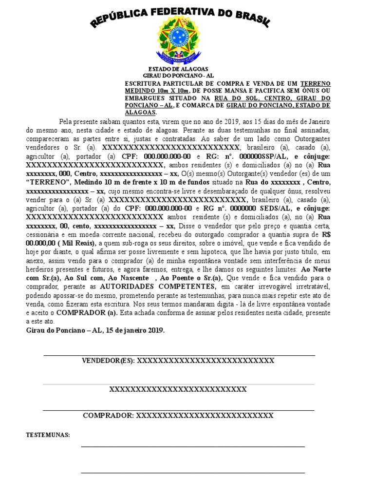 Modelo de Documento de Compra e Venda de Imóvel | PDF