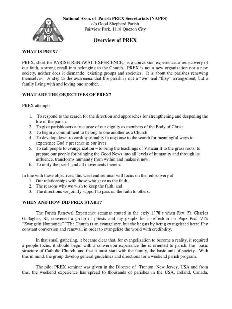 Prex Overview | PDF | Parish | Catholic Church