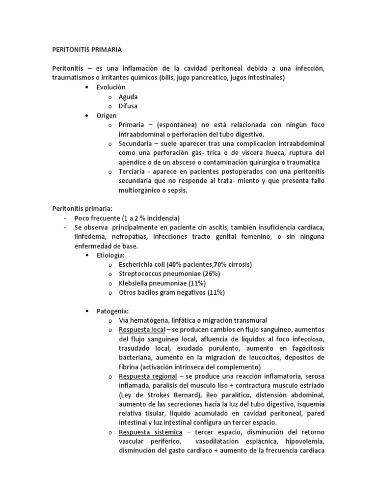 Peritonitis Primaria | PDF | Abdomen | Inflamación