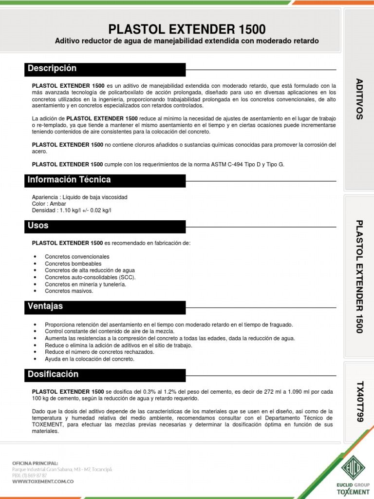 Plastol Extender | PDF | Hormigón | Cemento