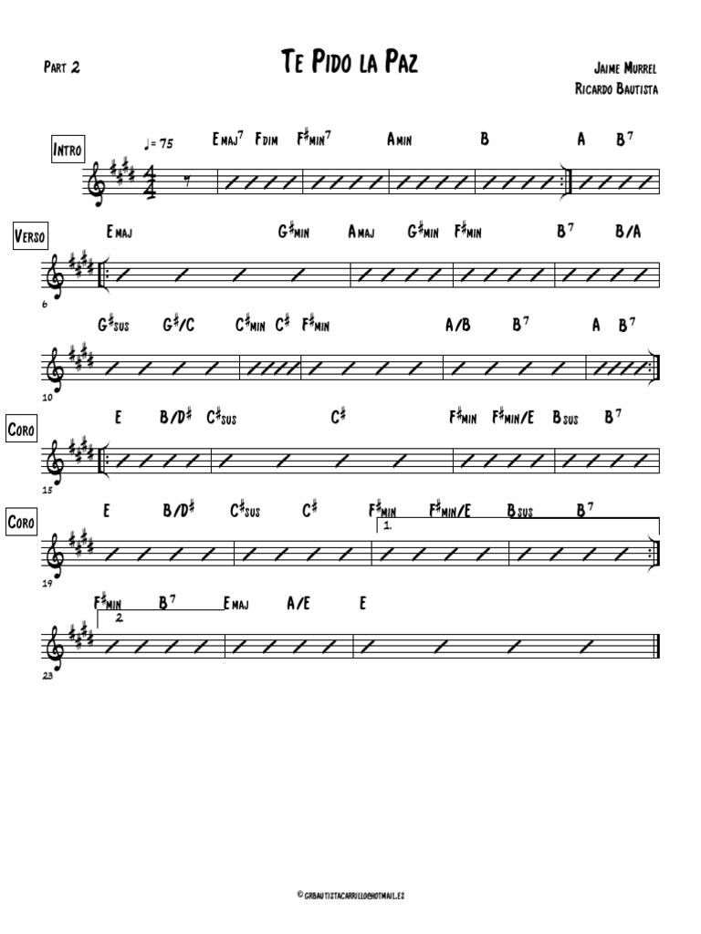 Te Pido La Paz Chart | PDF