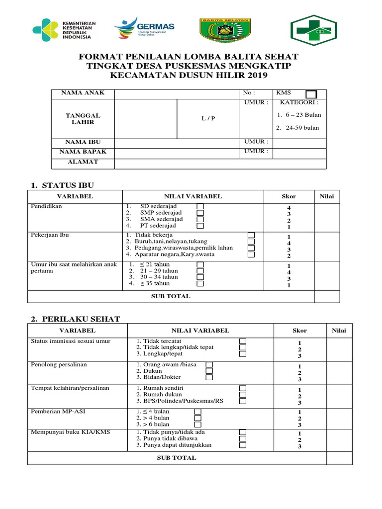Format Penilaian Lomba Balita Sehat Editt | PDF Format Penilaian Lomba Balita Sehat Editt | PDF