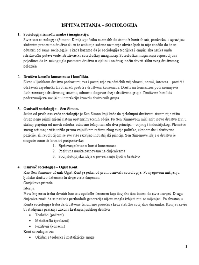 Skripta Sociologija Zavrsni | PDF