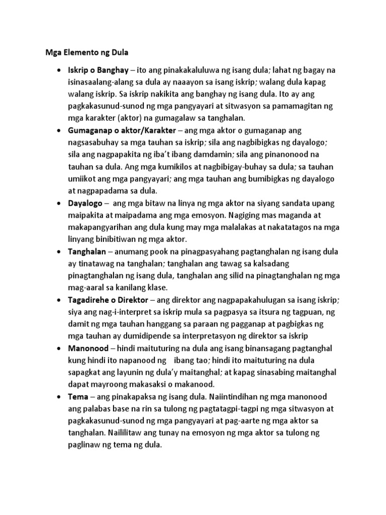 Mga Elemento NG Dula | PDF