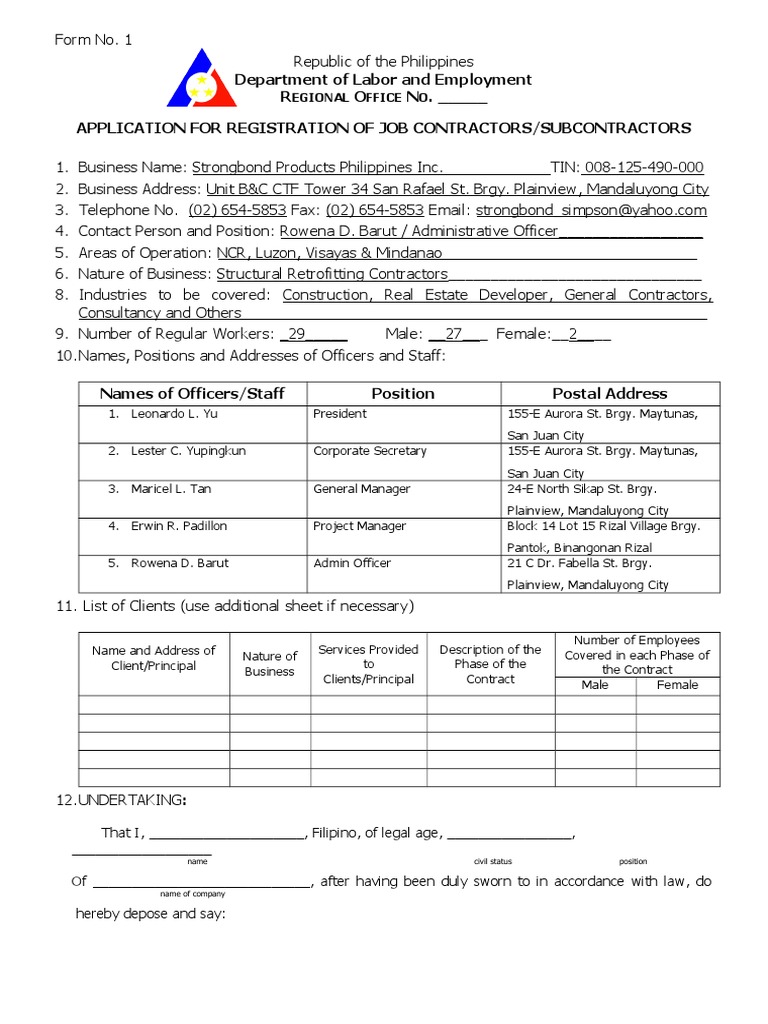 Con Subcon Form | PDF | Subcontractor | General Contractor