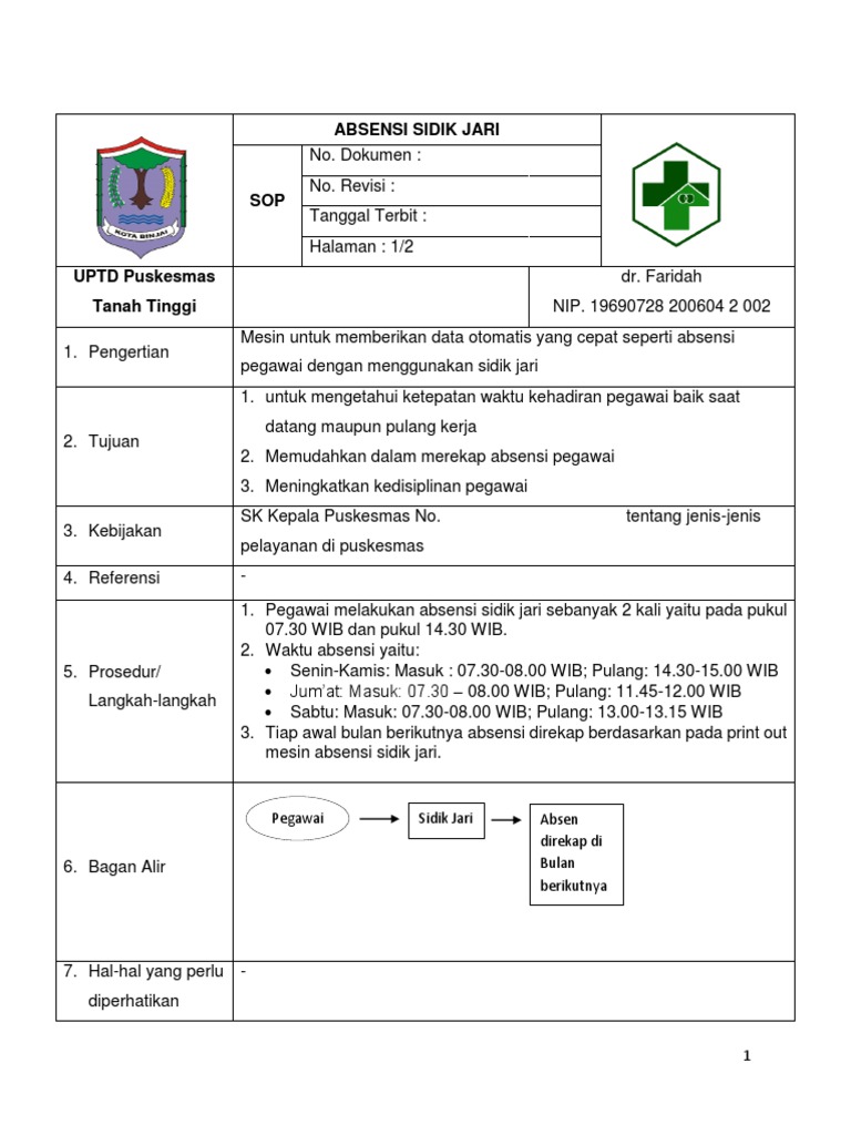 SOP Absensi Sidik Jari Karyawan | PDF
