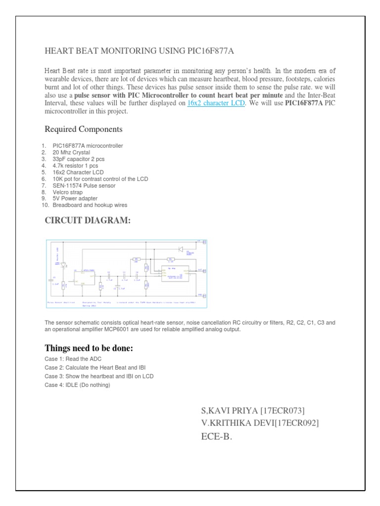 Heart Beat Monitoring Using Pic16f877a | PDF