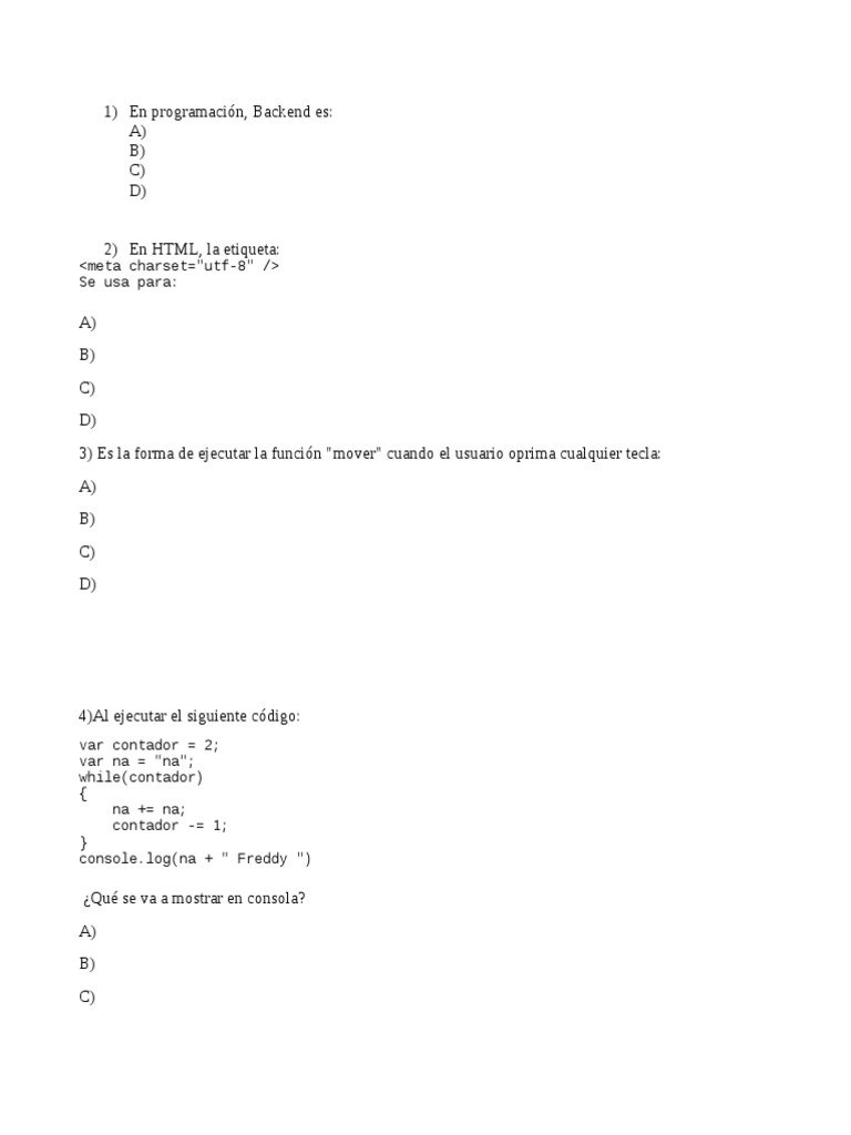 Preguntas | PDF | HTML | Script Java