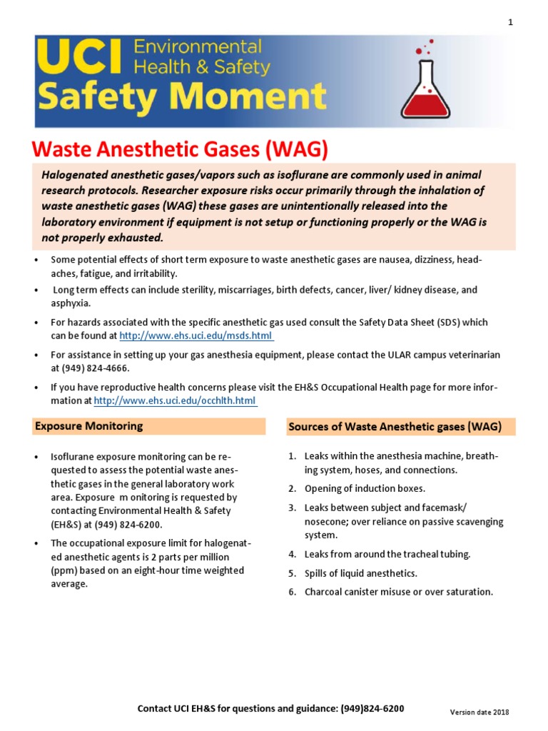 Waste Anesthetic Gases Safety Guide | PDF | Anesthesia | Evaporation