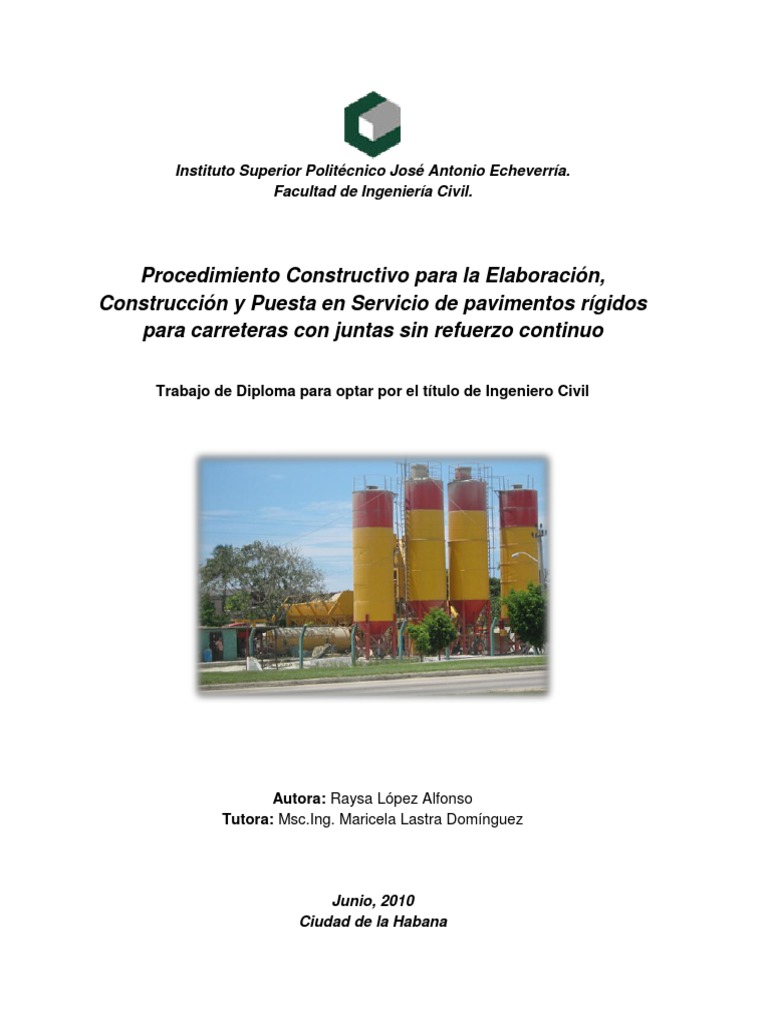 Tesis Raysa Lopez Alfons ISPJAE Procedimiento Constructivo Pavimentos ...