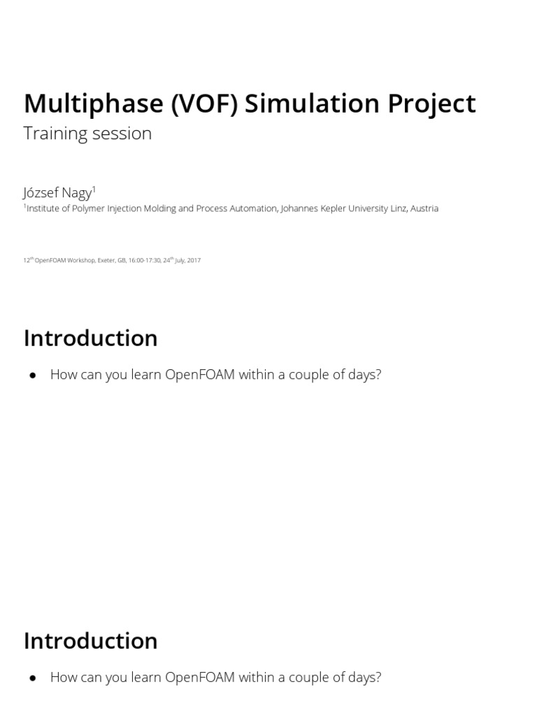 Multiphase (VOF) Simulation Project: Training Session | PDF | Laminar Flow | Fluid Mechanics
