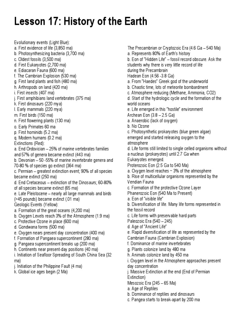 Lesson 17 History of The Earth | PDF | Global Natural Environment ...