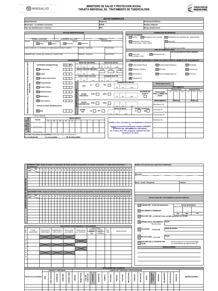 2 Tarjeta Tratamiento TB Sensible | PDF | Diagnostico medico | Tuberculosis