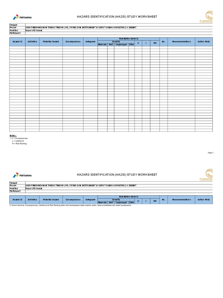 Att.1 Template HAZID Worksheet | PDF