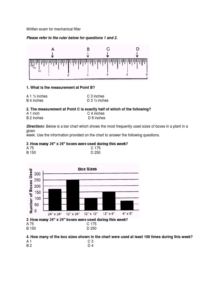 Mechanical Fitter Exam | PDF | Inch | Measurement
