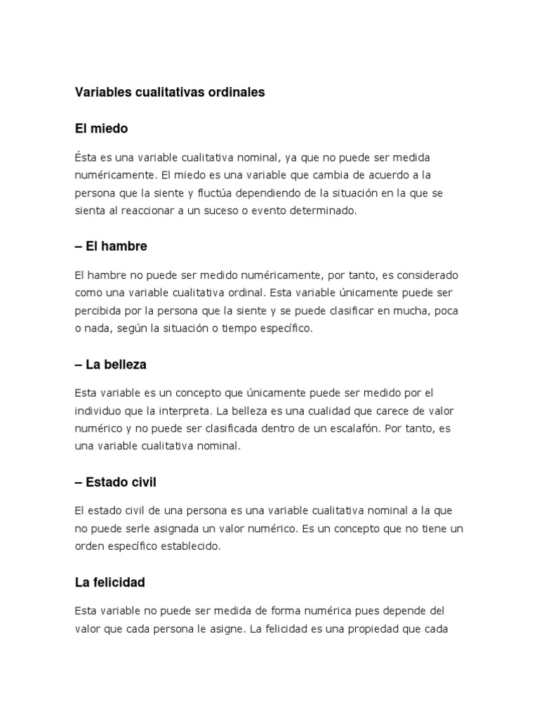 Variables Cualitativas Ordinales | PDF | Felicidad | Enseñanza de ...