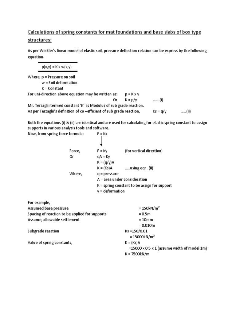 Spring Constant for Soil
