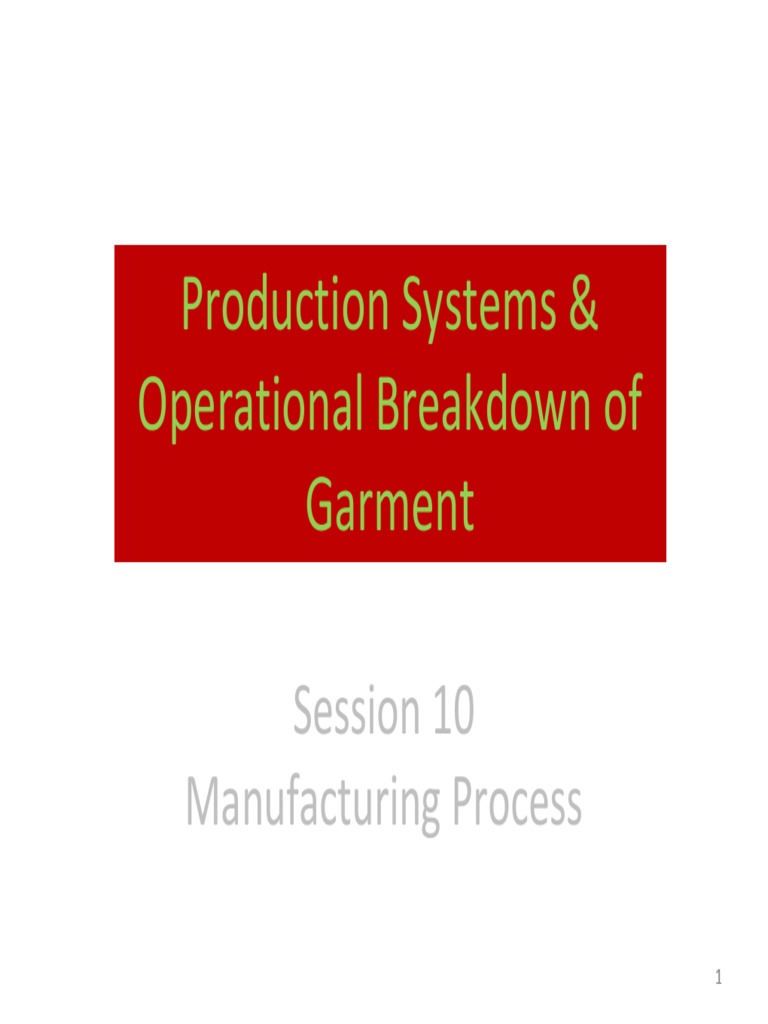Production Systems & Operational Breakdown of Garment: Session 10 ...