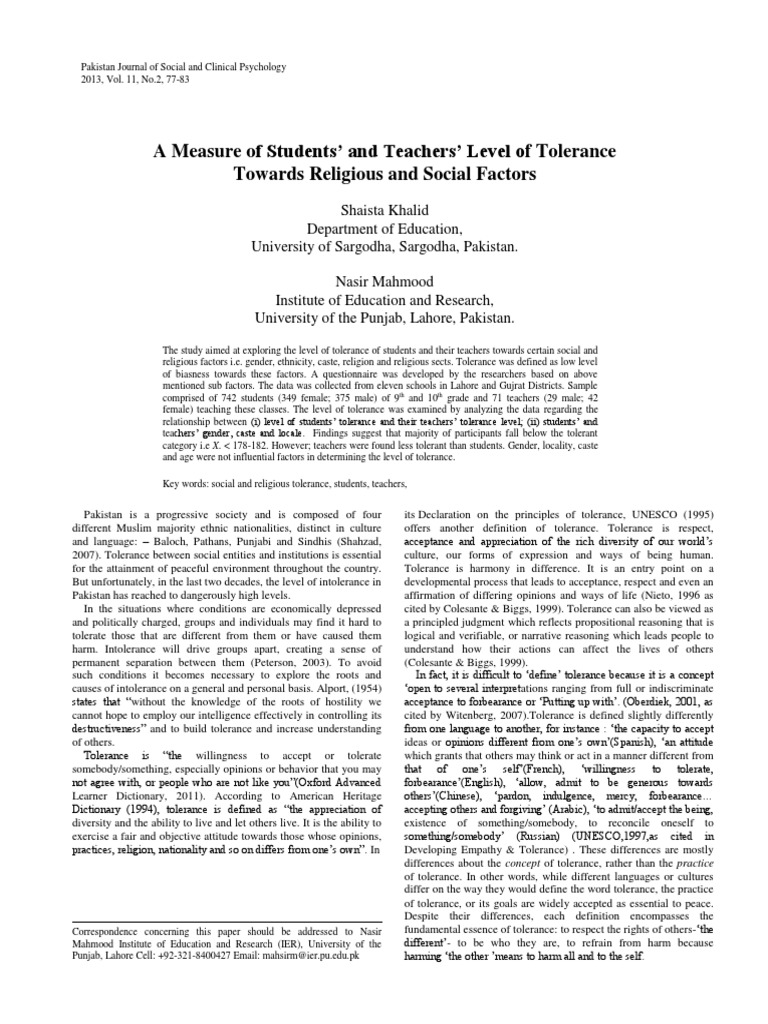 13.tolerancearticle Latest | PDF | Toleration | Bias