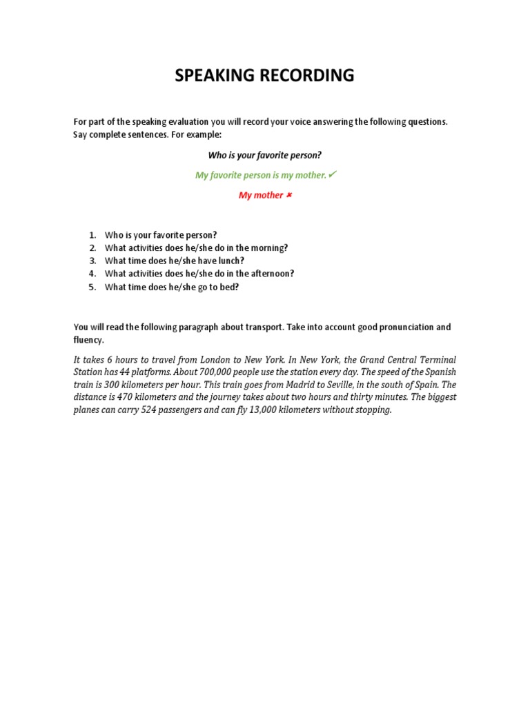 Speaking Recording | PDF
