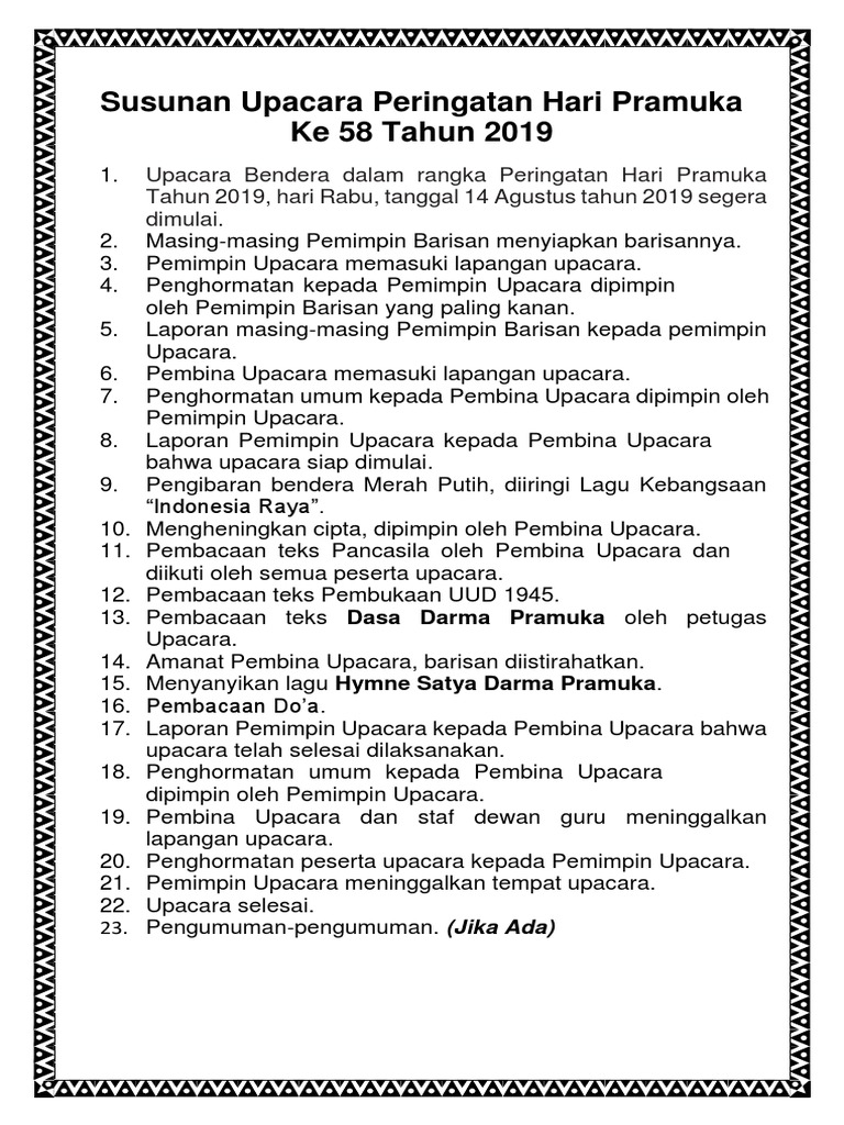 Susunan Upacara Pramuka | PDF