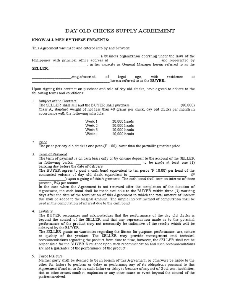 Supply Agreement | PDF | Sales | Bonds (Finance)