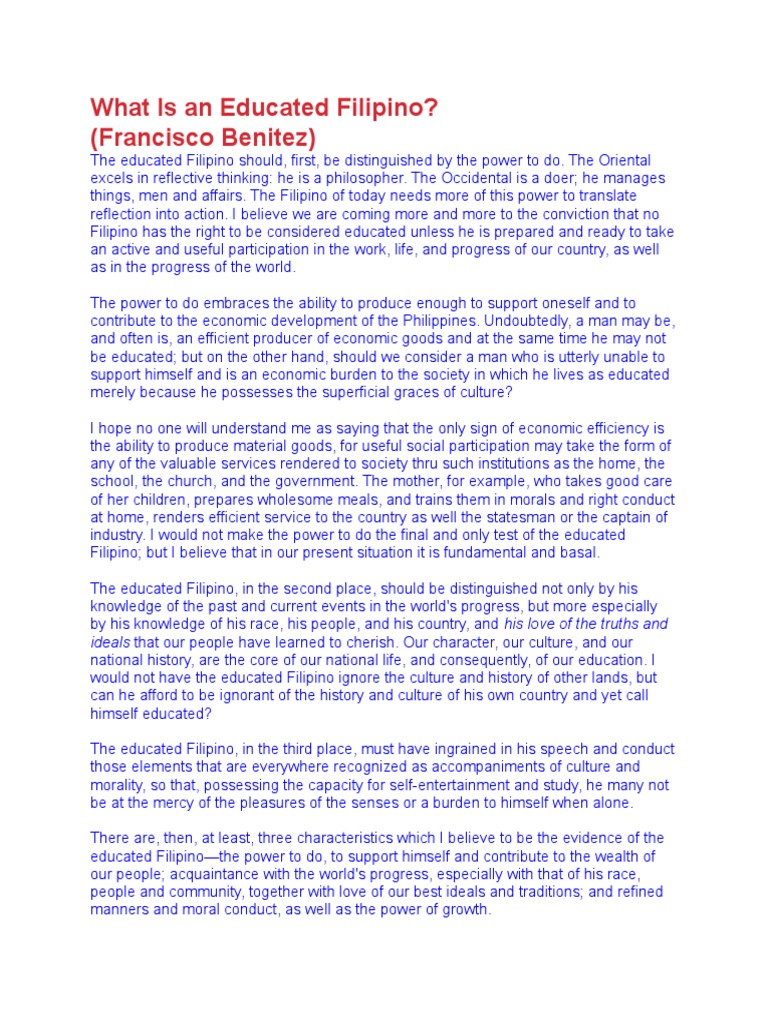 What Is An Educated Filipino | PDF | Philosophical Theories