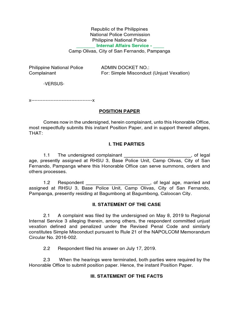 Position Paper | PDF | Justice | Crime & Violence