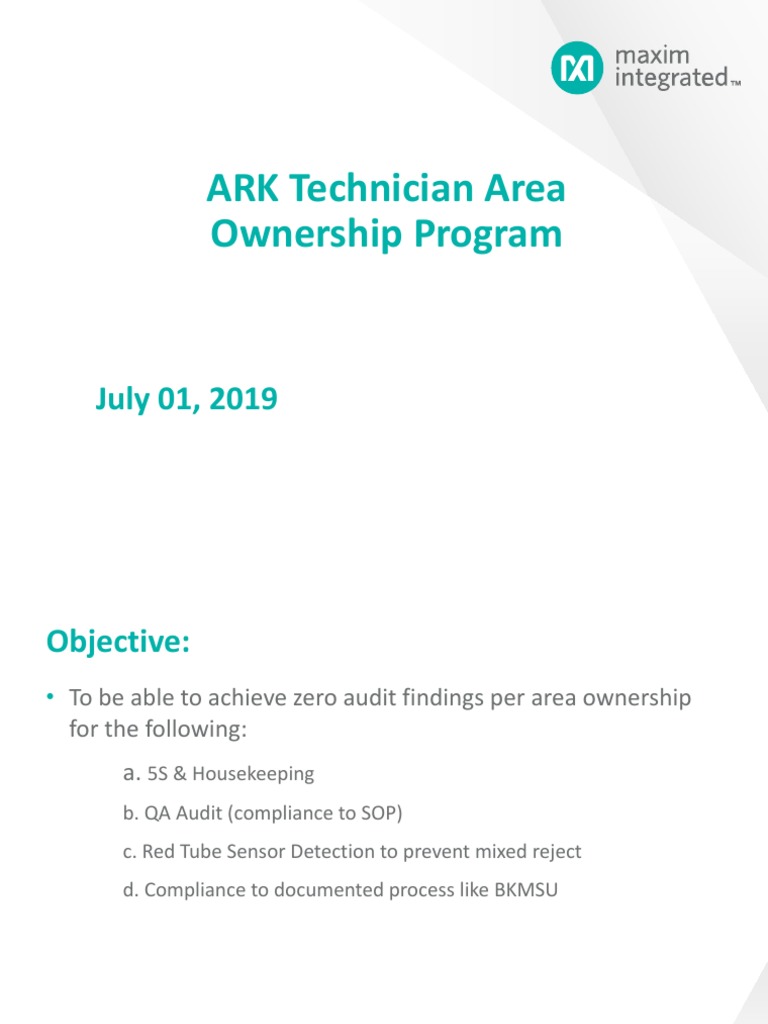 ARK Technician Area Ownership Program: July 01, 2019 | PDF