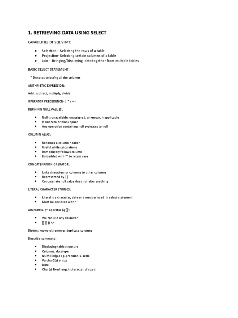 Retrieving Data Using Select | Download Free PDF | Areas Of Computer ...
