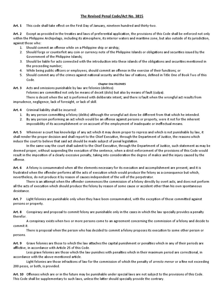 The Revised Penal Code | PDF | Crime & Violence | Crimes