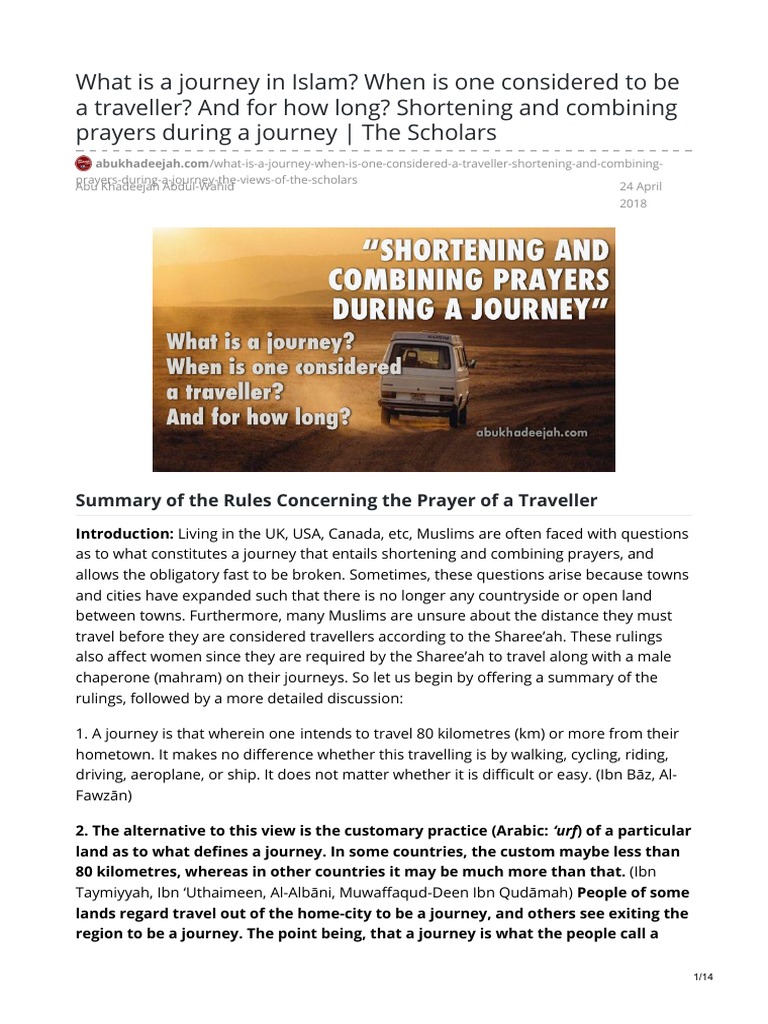What Is A Journey in Islam When Is One Considered To Be A Traveller and ...