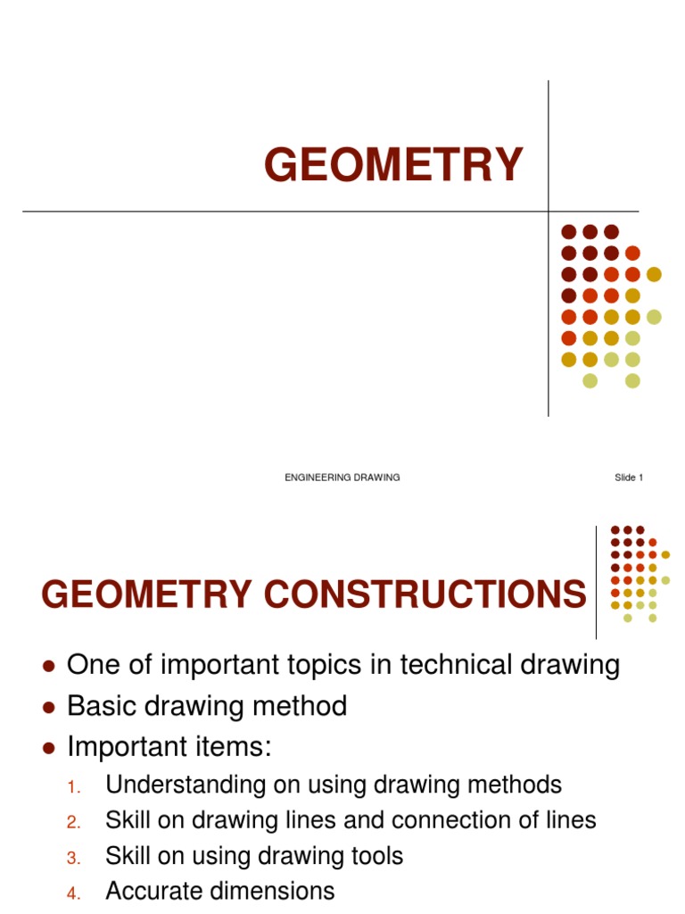 Geometry: Engineering Drawing Slide 1 | PDF | Tangent | Elementary Geometry