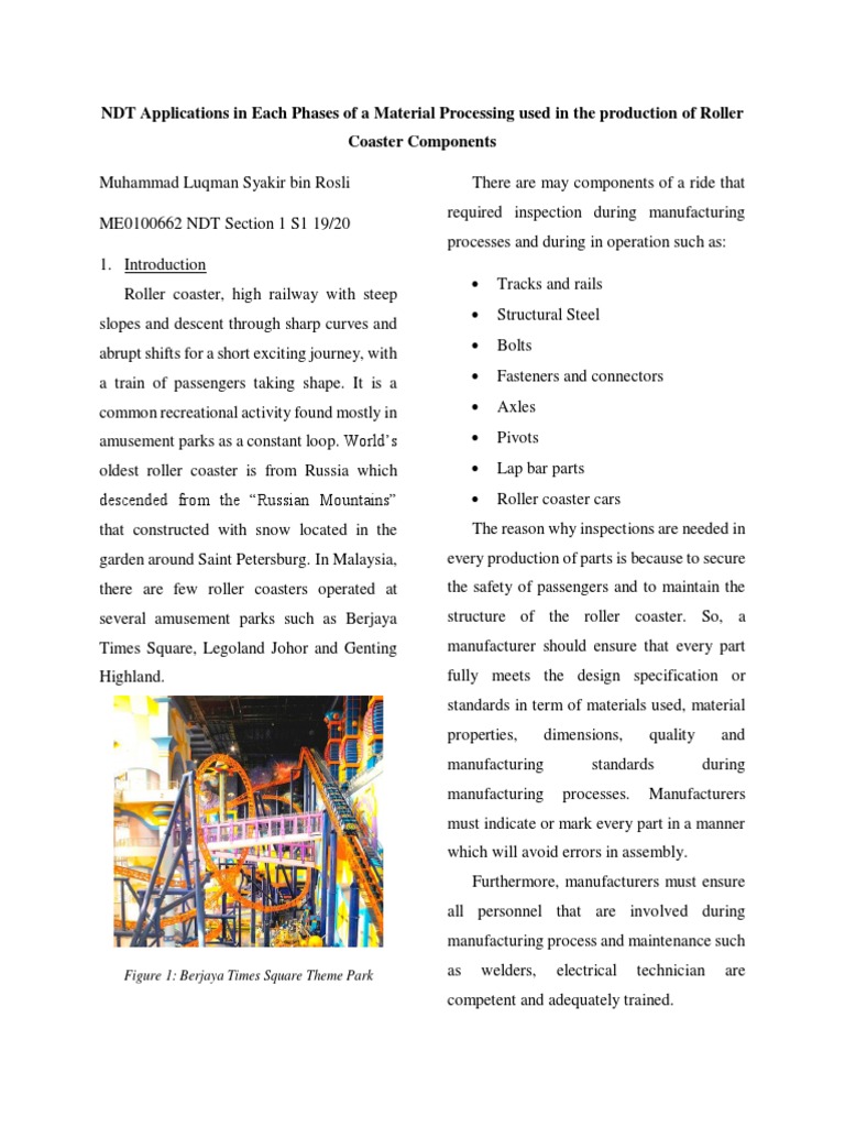 NDT For Roller Coaster | PDF | Nondestructive Testing | Ultrasound
