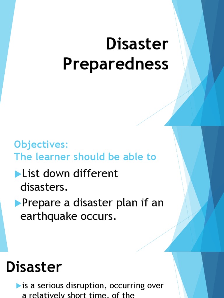 Lecture 5 Disaster Preparedness | PDF | Hazards | Emergency Management