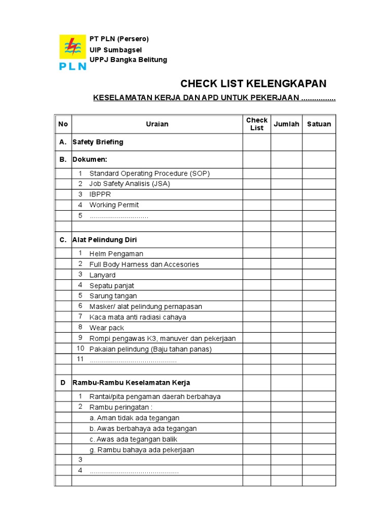 Check List k3 | PDF