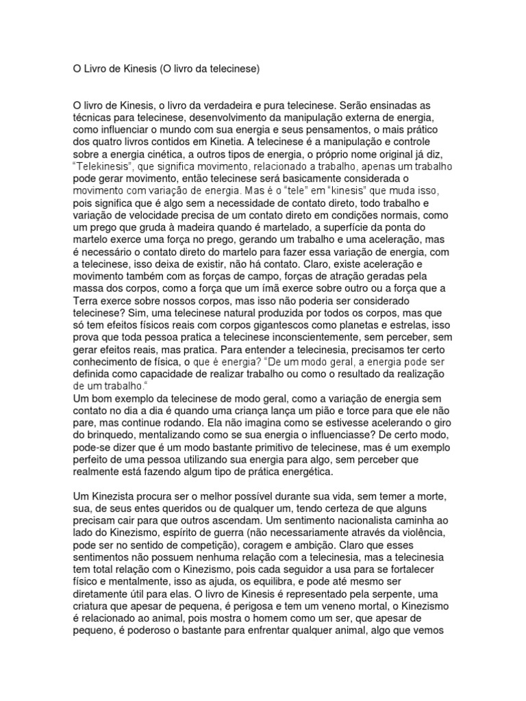 O Livro de Kinesis (O Livro Da Telecinese) | PDF | Temperatura | Calor
